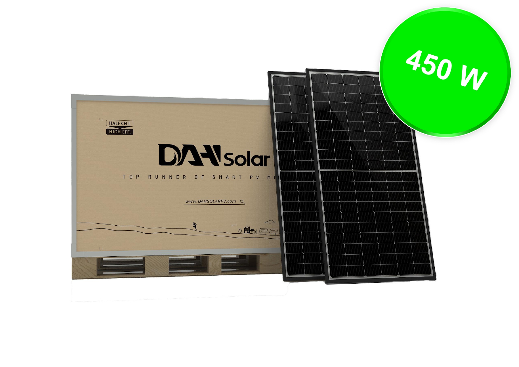 GreenDrop e-shop | Fotovoltaický solární panel 450W DAH Solar - paleta